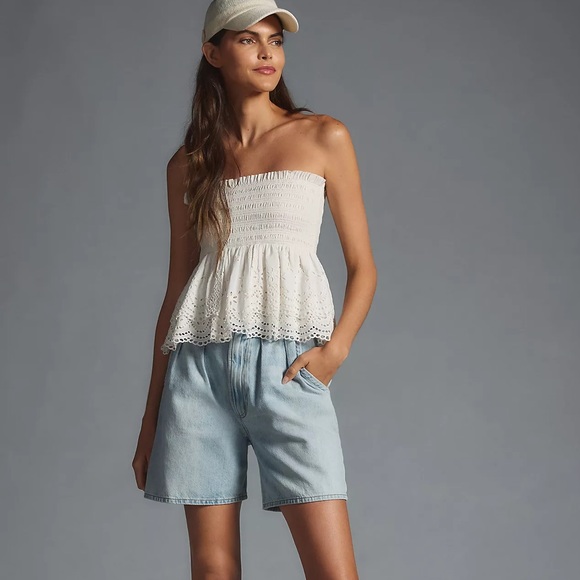 Forever That Girl | Tops | Nwt Forever That Girl Smocked Eyelet Peplum ...